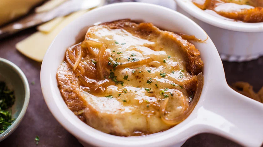Onion Soup with Dark Beer & Chimay Cheese | Thrifty Foods