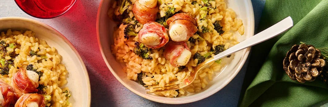 Bacon Wrapped Scallops & Miso Risotto | Sobeys Inc.