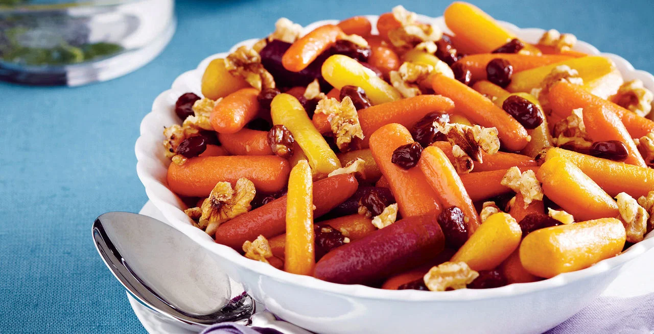 Glazed Rainbow Carrots with Walnuts and Raisins | Safeway Canada